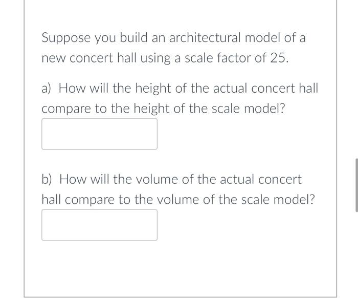 Solved Suppose you build an architectural model of a new | Chegg.com