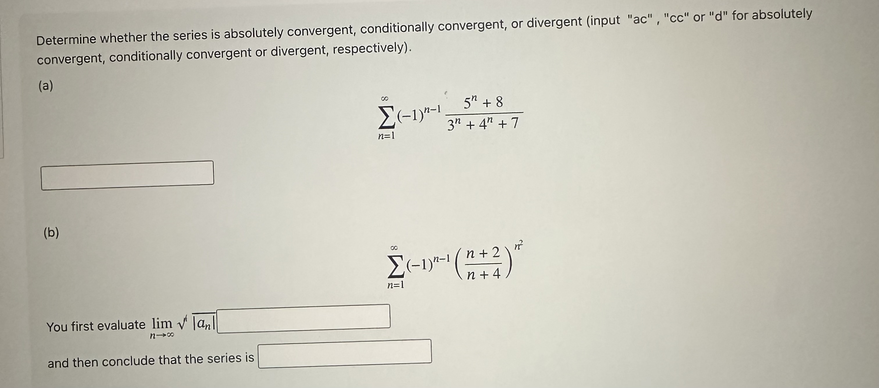 Solved Determine whether the series is absolutely | Chegg.com