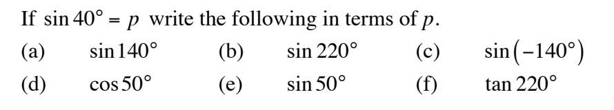 Solved If sin40∘=p write the following in terms of p. (a) | Chegg.com