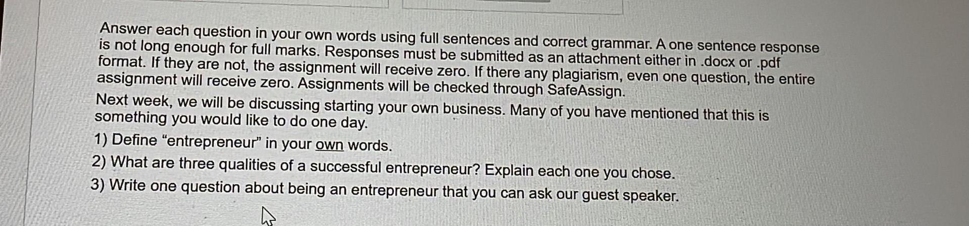 Solved Answer each question in your own words using full | Chegg.com