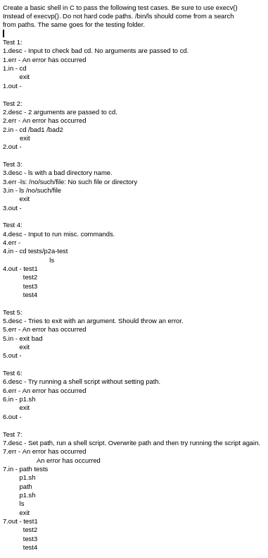 Solved Create a basic shell in C ﻿to pass the following test | Chegg.com