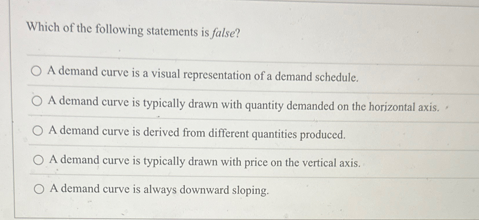 Solved Which of the following statements is false?A demand | Chegg.com