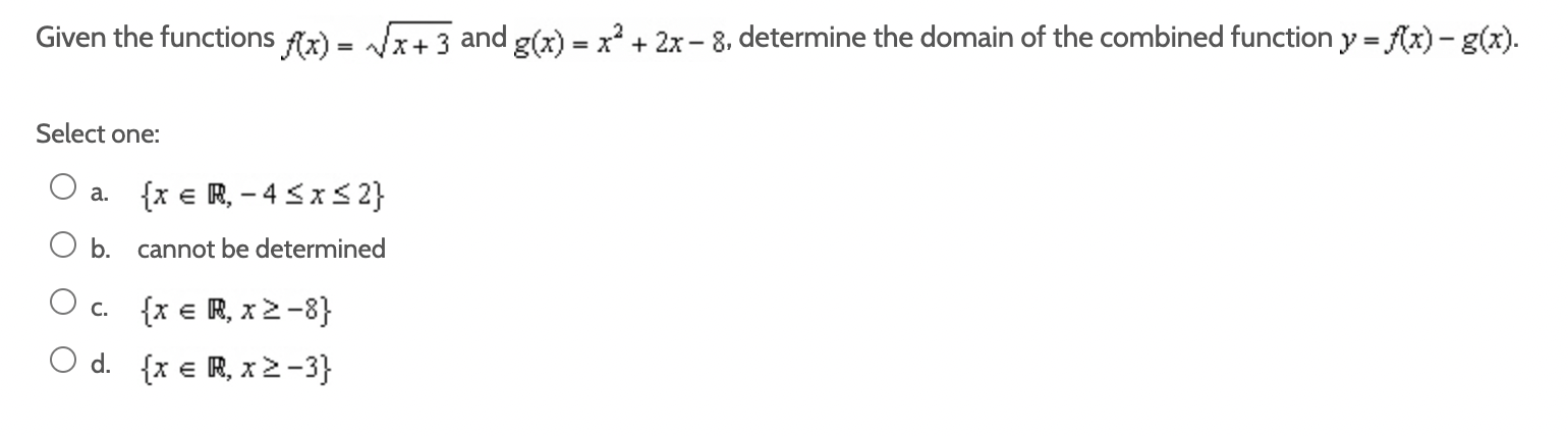 Solved Given the functions f(x)=x+32 ﻿and g(x)=x2+2x-8, | Chegg.com