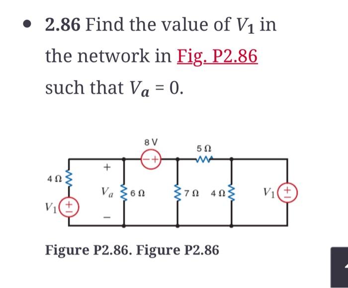 Solved 2.86 Find the value of V1 in the network in Fig. | Chegg.com