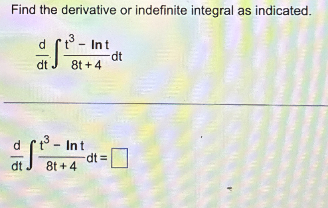 Solved Find the derivative or indefinite integral as | Chegg.com