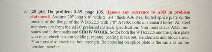 Solved 3-35. Determine the LRFD design strength of the | Chegg.com