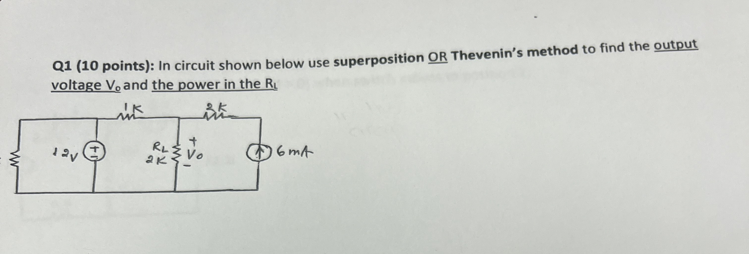 Solved Q1 (10 ﻿points): In circuit shown below use | Chegg.com