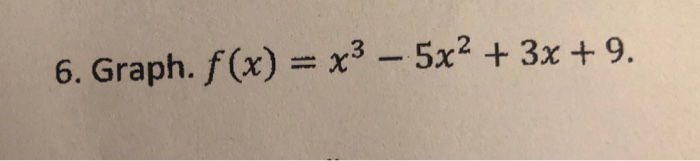 Solved 6. Graph. f(x) = x3 – 5x2 + 3x + 9. | Chegg.com