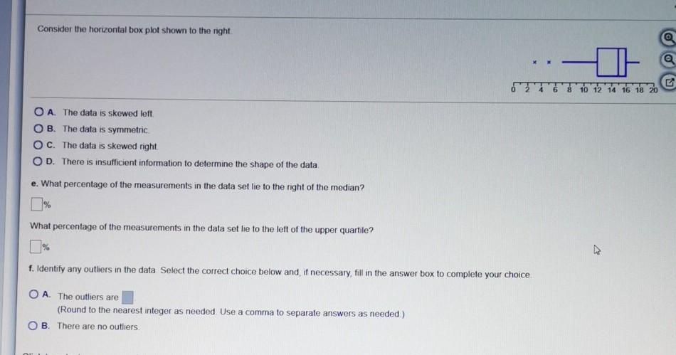 Solved Consider the horizontal box plot shown to the right | Chegg.com