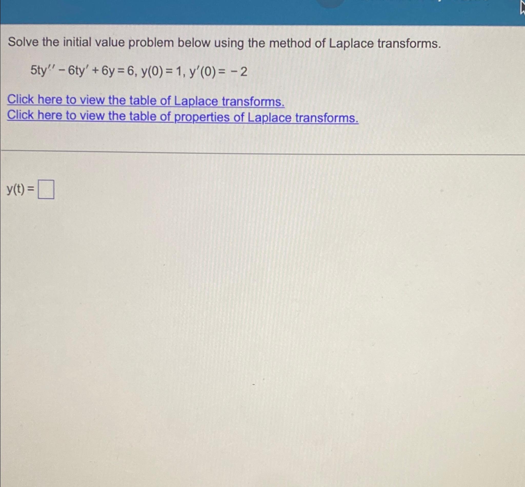 Solved Solve the initial value problem below using the | Chegg.com