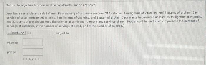 Solved Set up the objective function and the constraints, | Chegg.com