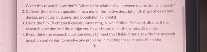 1. Given this research question?: "What is the | Chegg.com