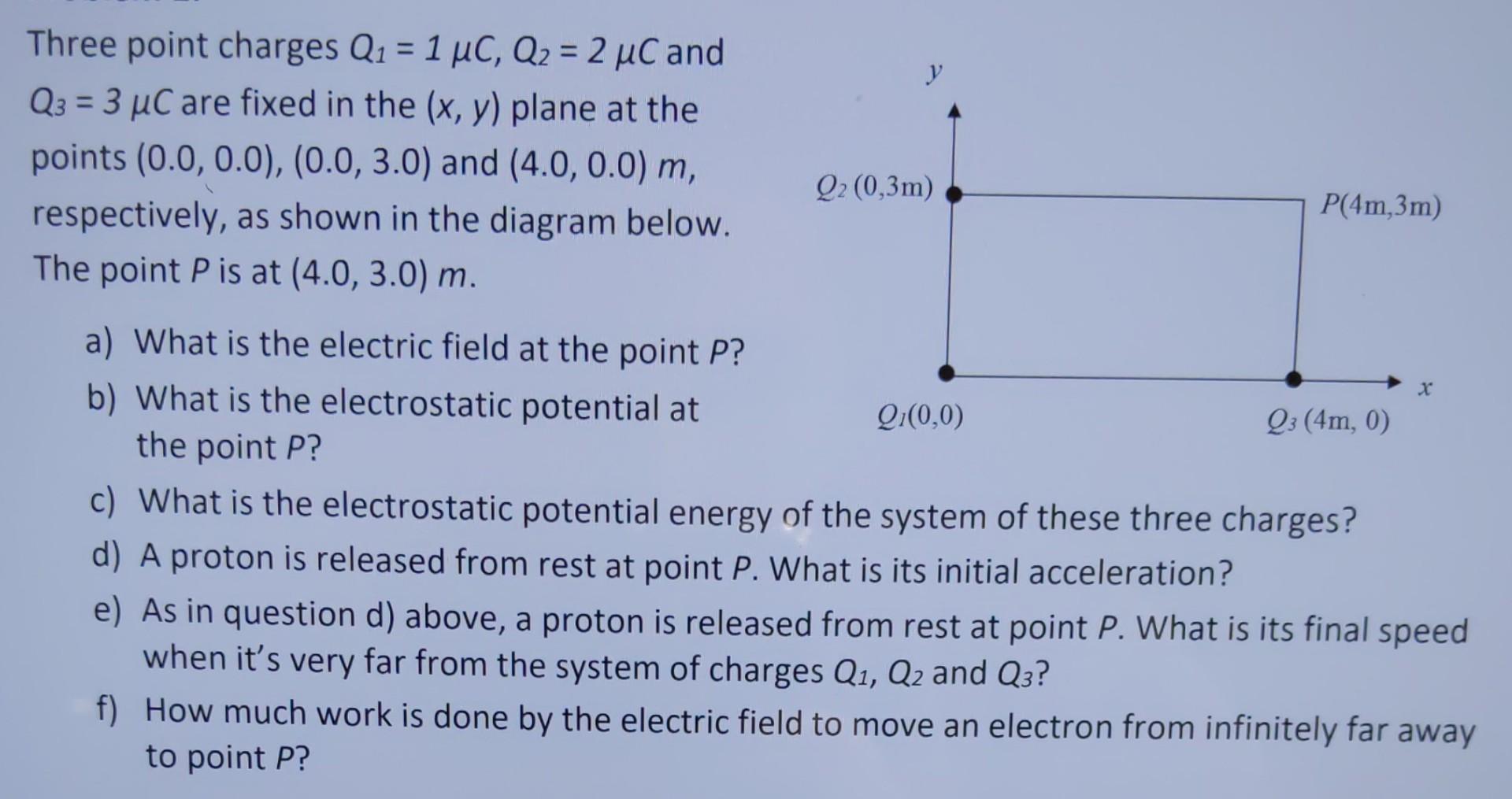 Solved y Three point charges Q1 = 1 uc, Q2 = 2 uc and Q3 = 3 | Chegg.com