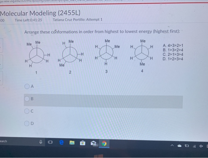 Solved ga view.usg.edu/d20 Проче Molecular Modeling (2455L) | Chegg.com
