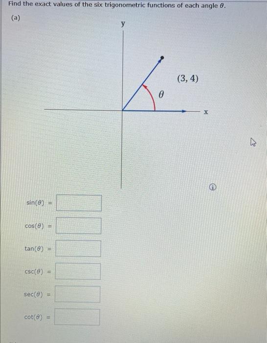 Solved Find The Exact Values Of The Six Trigonometric