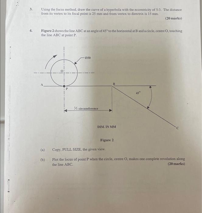 Solved 3. Using the focus method, draw the curve of a | Chegg.com