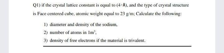 Solved (1) if the crystal lattice constant is equal to | Chegg.com