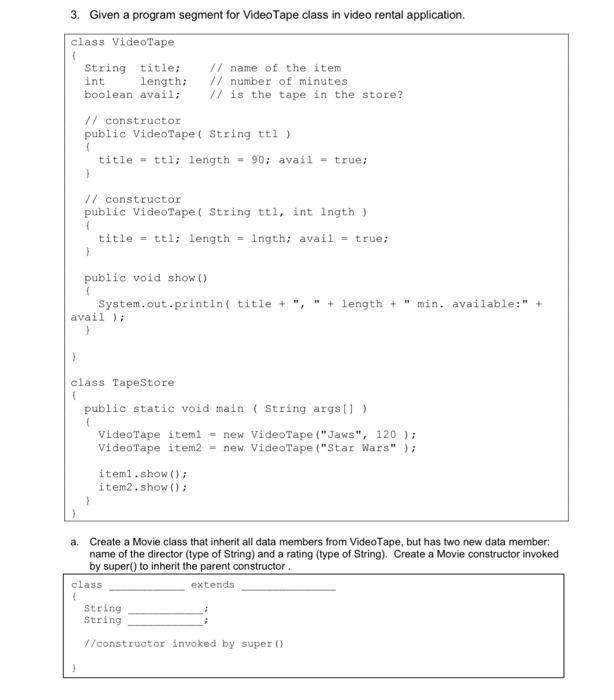 Solved a. Create a Movie class that inherit all data members | Chegg.com