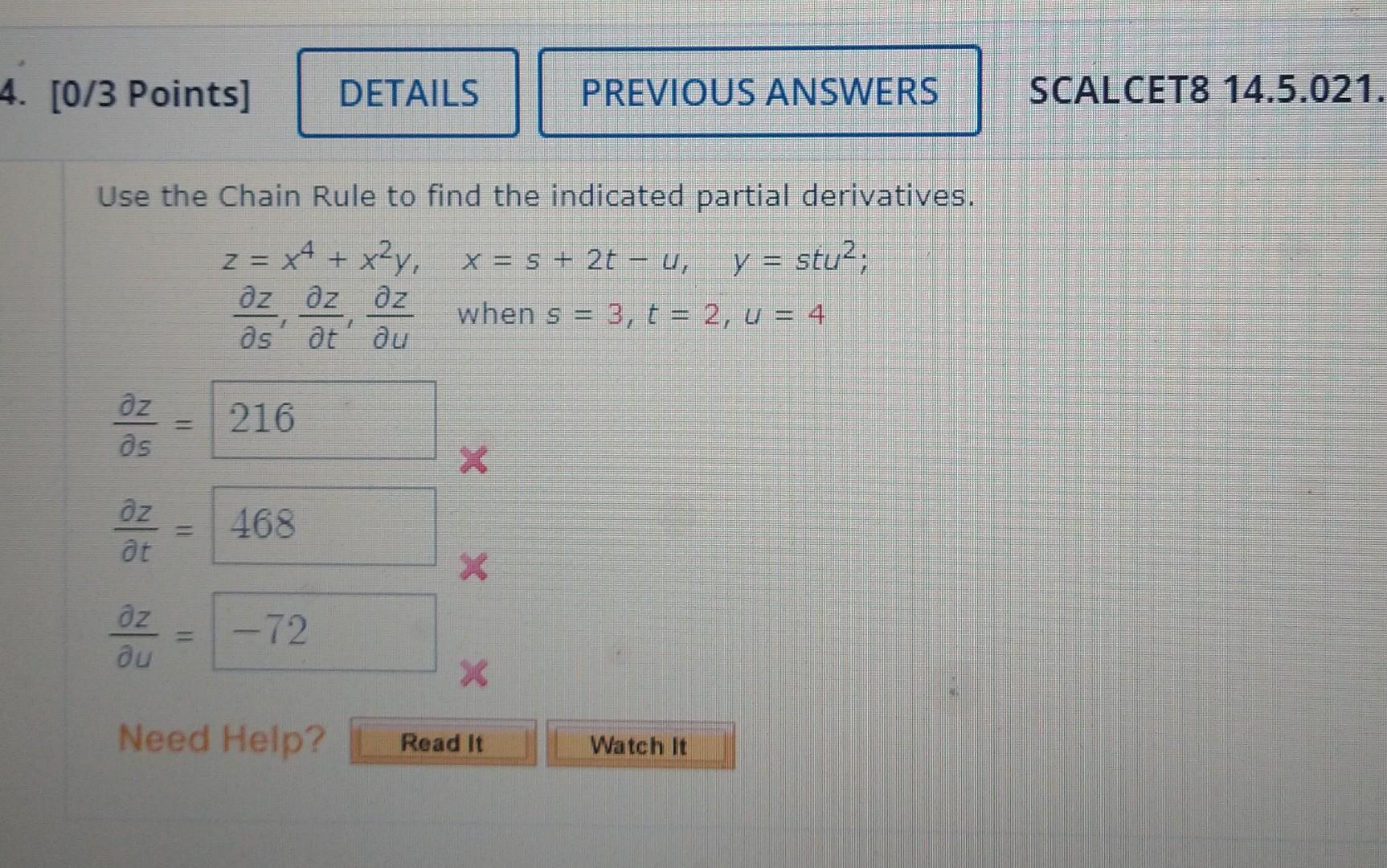 Solved Use the Chain Rule to find the indicated partial | Chegg.com