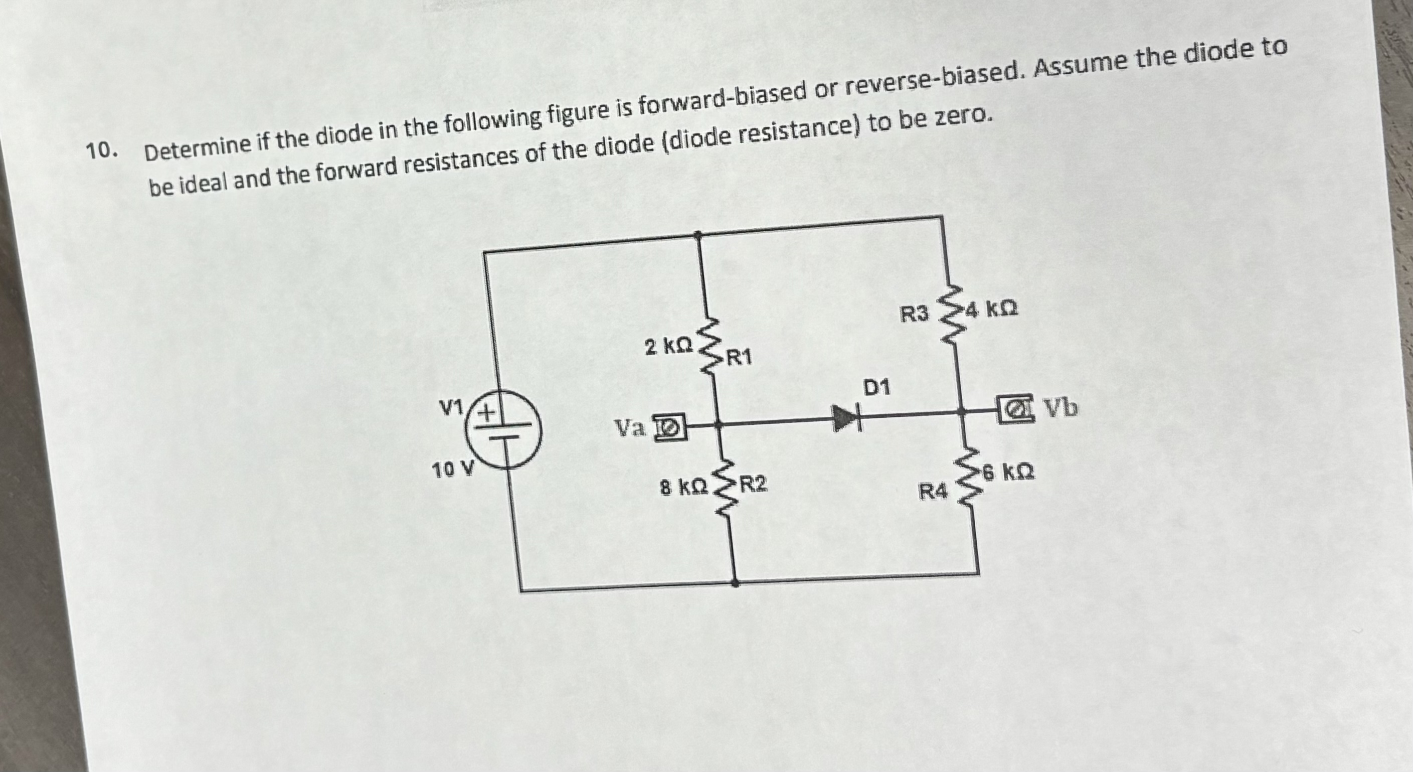 Solved Determine if the diode in the following figure is | Chegg.com