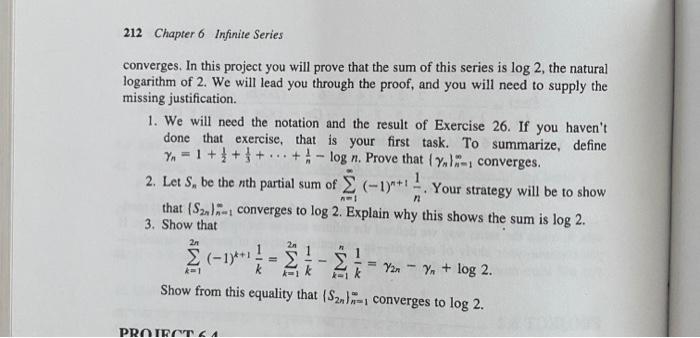 Solved 212 Chapter 6 Infinite Series converges. In this | Chegg.com