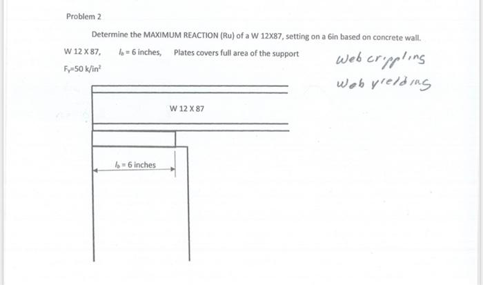 Solved Problem 2 Determine the MAXIMUM REACTION (RU) of a W | Chegg.com