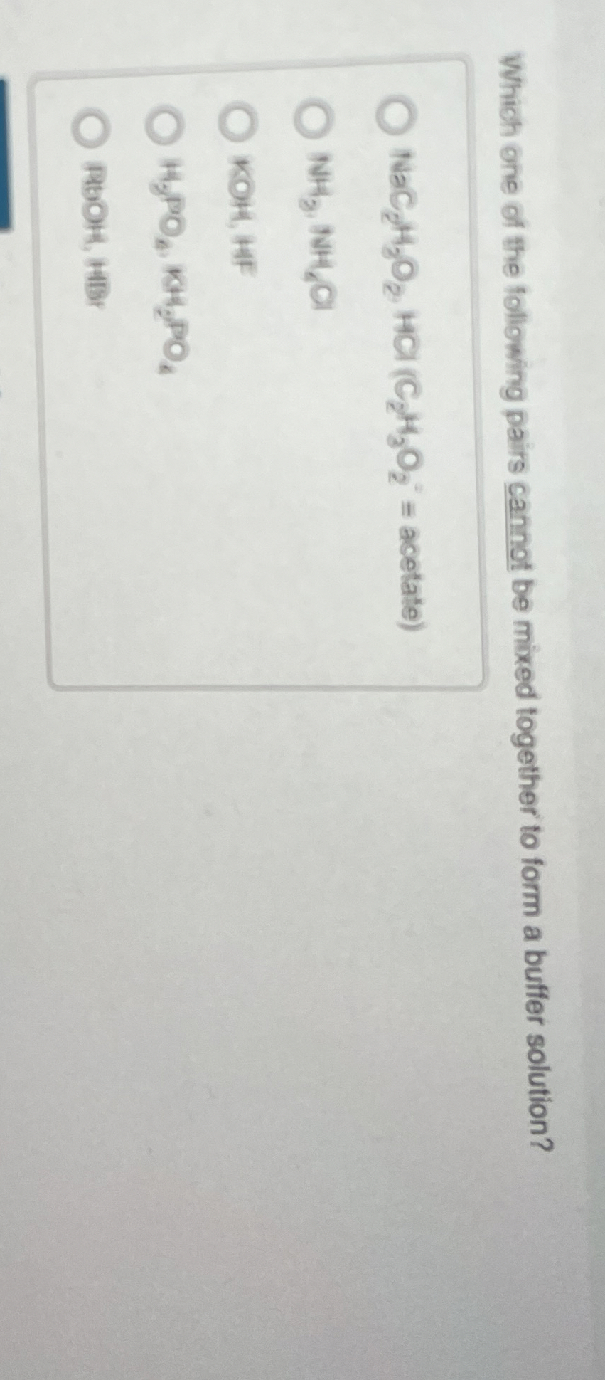 Solved Which one of the following pairs cannot be mixed | Chegg.com