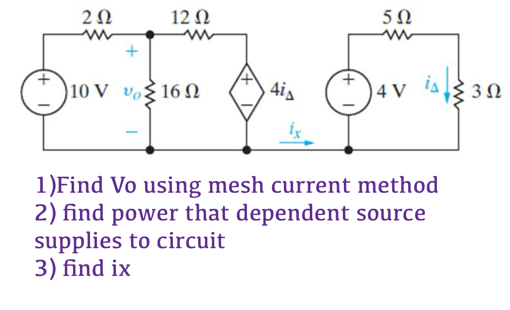Solved Find Vo using mesh current methodfind power that | Chegg.com