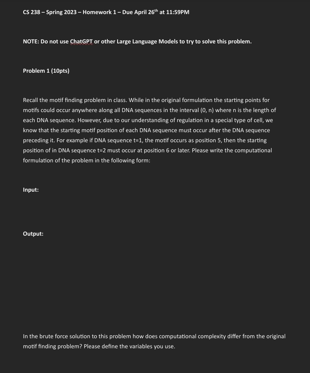 Solved CS 238 - Spring 2023 - Homework 1 - Due April 26th | Chegg.com