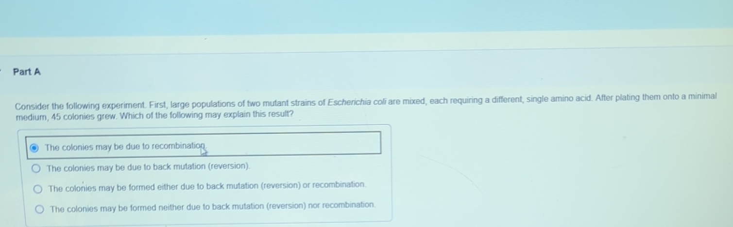 High Quality SOLUTION Part AConsider the following experiment. First, large | Chegg.com