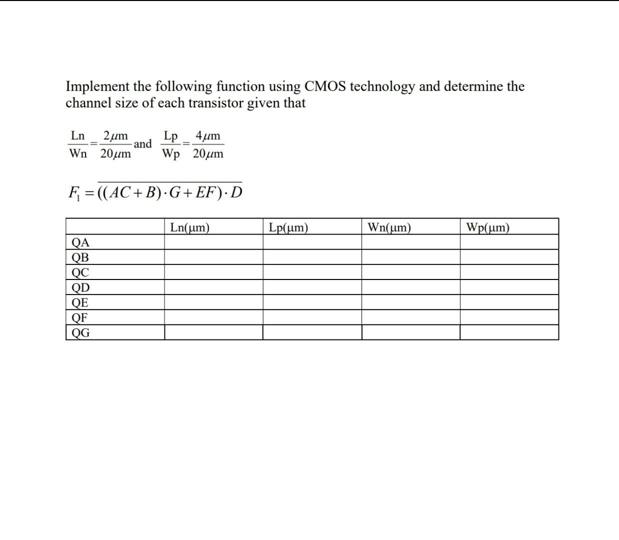 Solved Implement The Following Function Using Cmos 9260