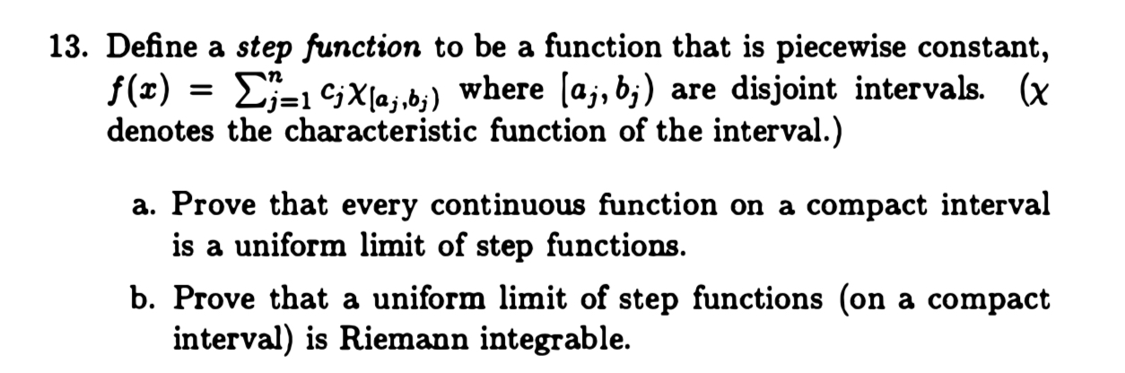 Solved Define a step function to be a function that is | Chegg.com