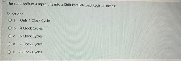 Solved The serial shift of 4 input bits into a Shift | Chegg.com
