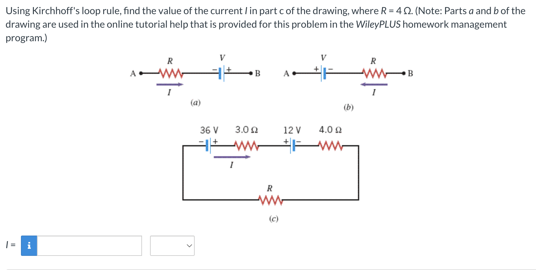 Solved Using Kirchhoff's loop rule, find the value of the | Chegg.com