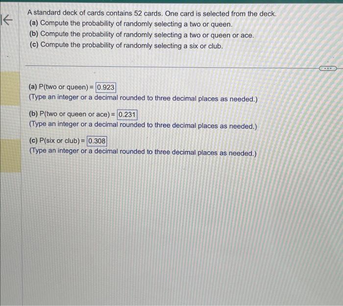 Solved A standard deck of cards contains 52 cards. One card | Chegg.com