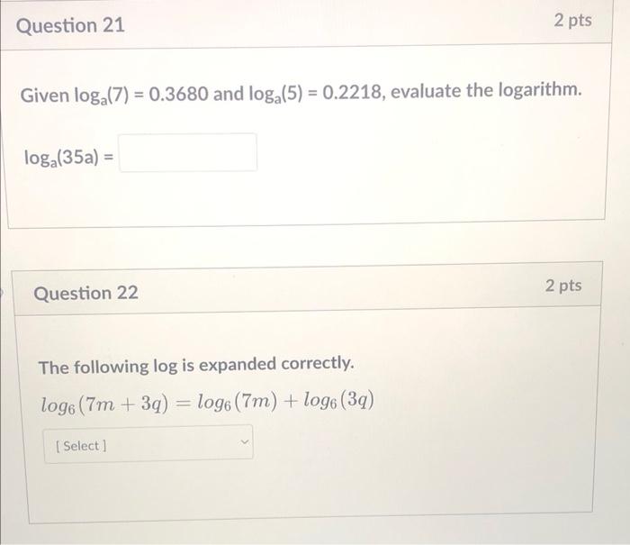 Solved The following log is expanded correctly. | Chegg.com
