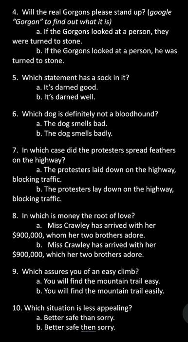 Solved 4. Will the real Gorgons please stand up? (google | Chegg.com