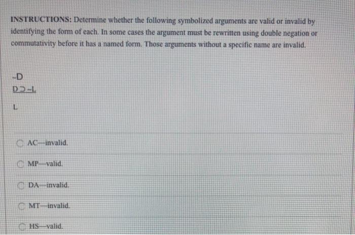 Solved INSTRUCTIONS: Determine whether the following | Chegg.com