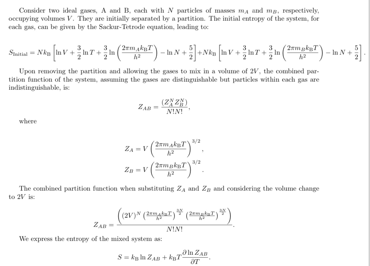 Solved Consider two ideal gases, A and B, ﻿each with N | Chegg.com