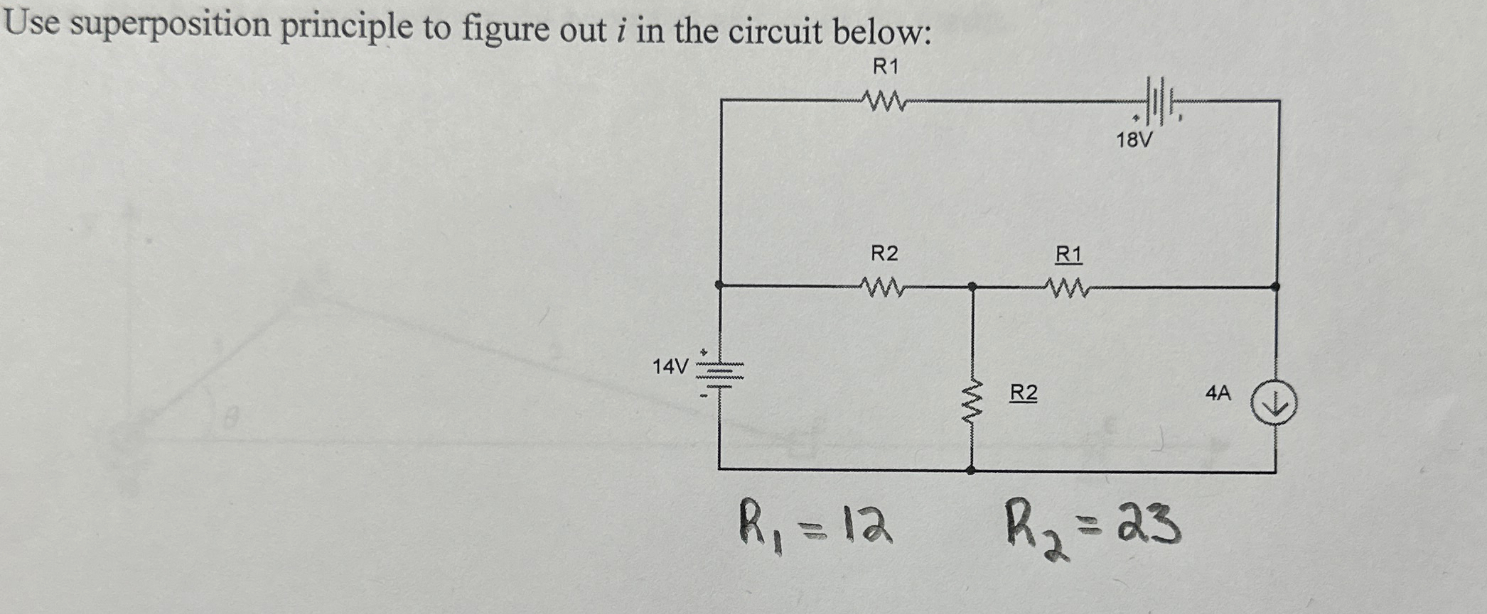 Solved Use superposition principle to figure out i ﻿in the | Chegg.com