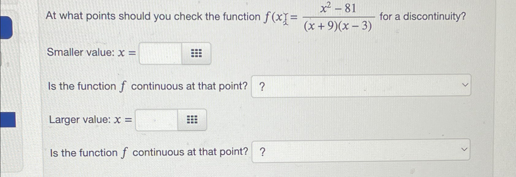 Solved At what points should you check the function | Chegg.com