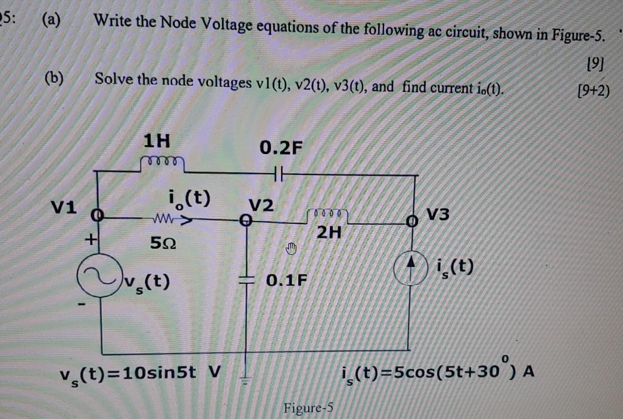 Solved 5: (a) Write the Node Voltage equations of the | Chegg.com