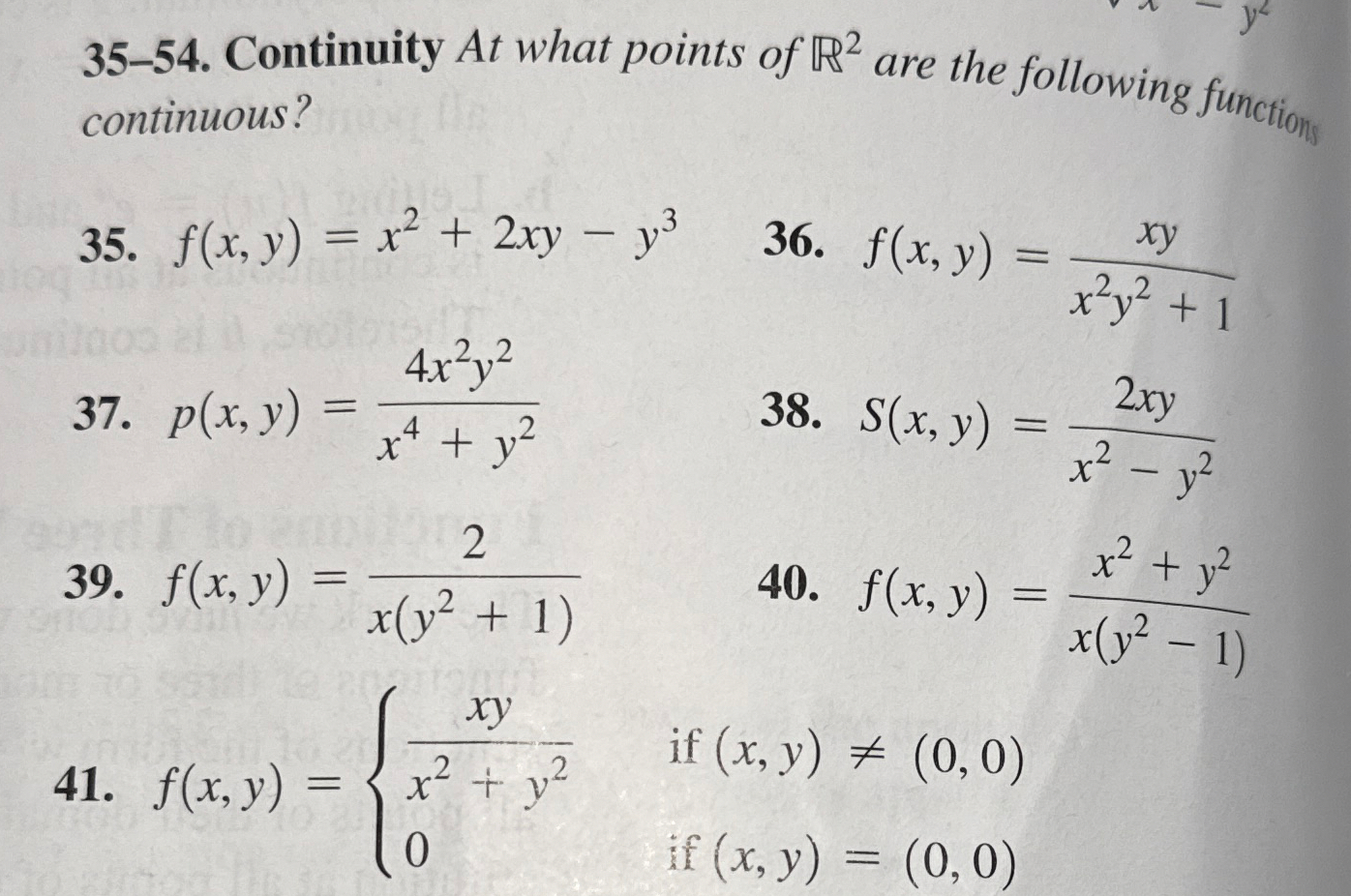 Solved 35-54. ﻿Continuity At what points of R2 ﻿are the | Chegg.com