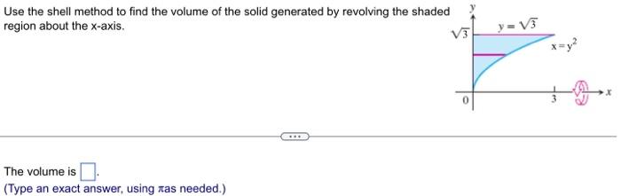 Solved Use the shell method to find the volume of the solid | Chegg.com