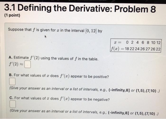 Solved defining the derivative, having trouble with a)b)c) | Chegg.com