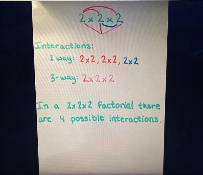 Solved Interactions: 2 way: 2×2,2×2,2×2 3-way: 2×2×2 In a | Chegg.com