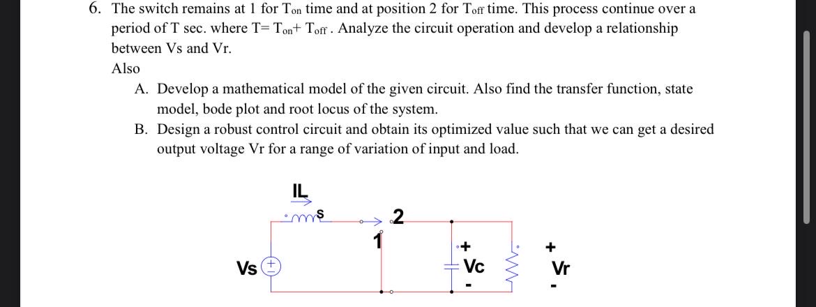 Solved The switch remains at 1 ﻿for Ton ﻿time and at | Chegg.com
