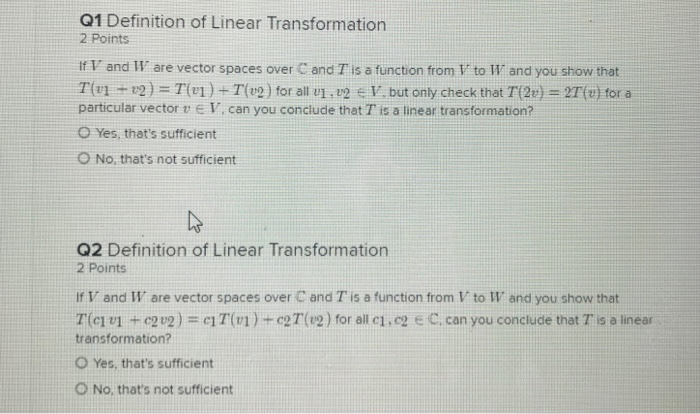 Solved Q1 Definition of Linear Transformation 2 Points If V | Chegg.com