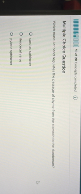 Solved 10 ﻿of 20 ﻿Concepts completedMultiple Choice | Chegg.com
