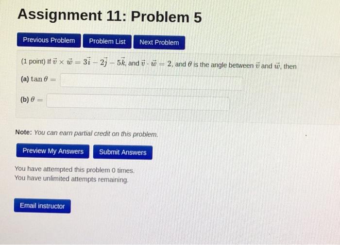 Solved Assignment 11: Problem 5 Previous Problem Problem | Chegg.com Solved Assignment 11: Problem 5 Previous Problem Problem | Chegg.com